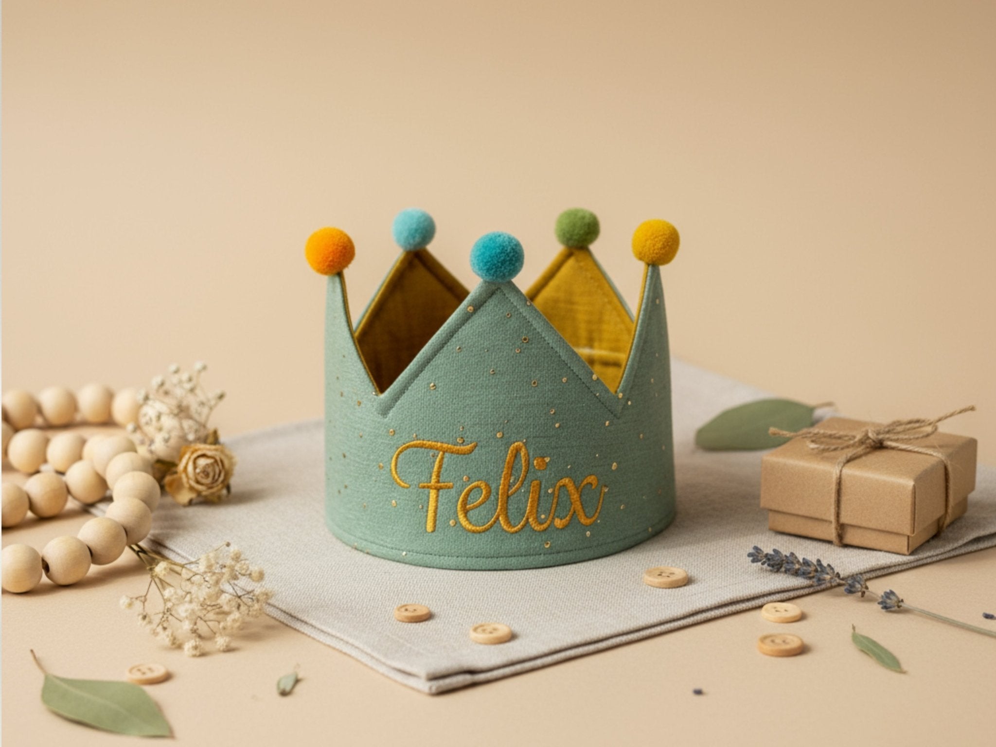 Party Crown - individually personalized - Mint Green Gold – Happy Crown